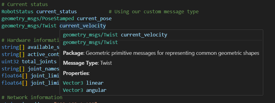 IntelliSense Support - Robot Developer Extensions for ROS 2